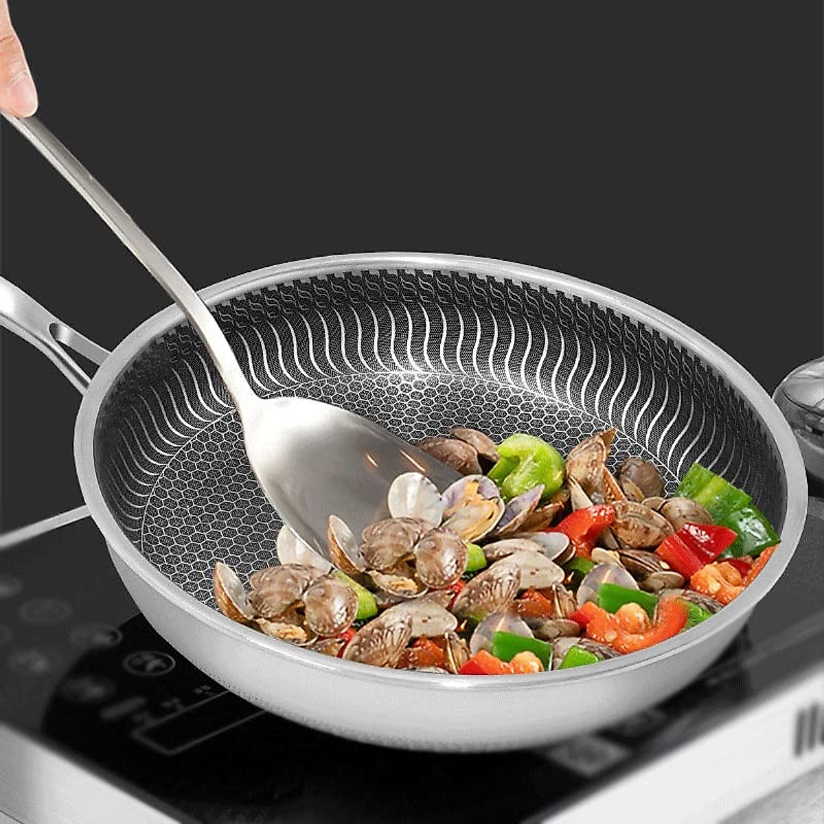 DHTDVD Household Non-Stick Pan Non-Coated Stainless Steel Cooking Pot for Kitchen Pans Universal