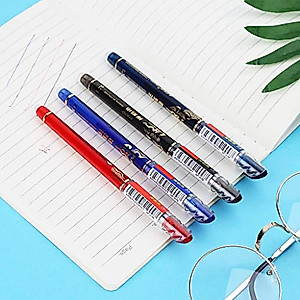 angwang 0.38mm Erasable Gel Pen with Blue Red Black Refills School Office Stationery Ink-Blue Colour