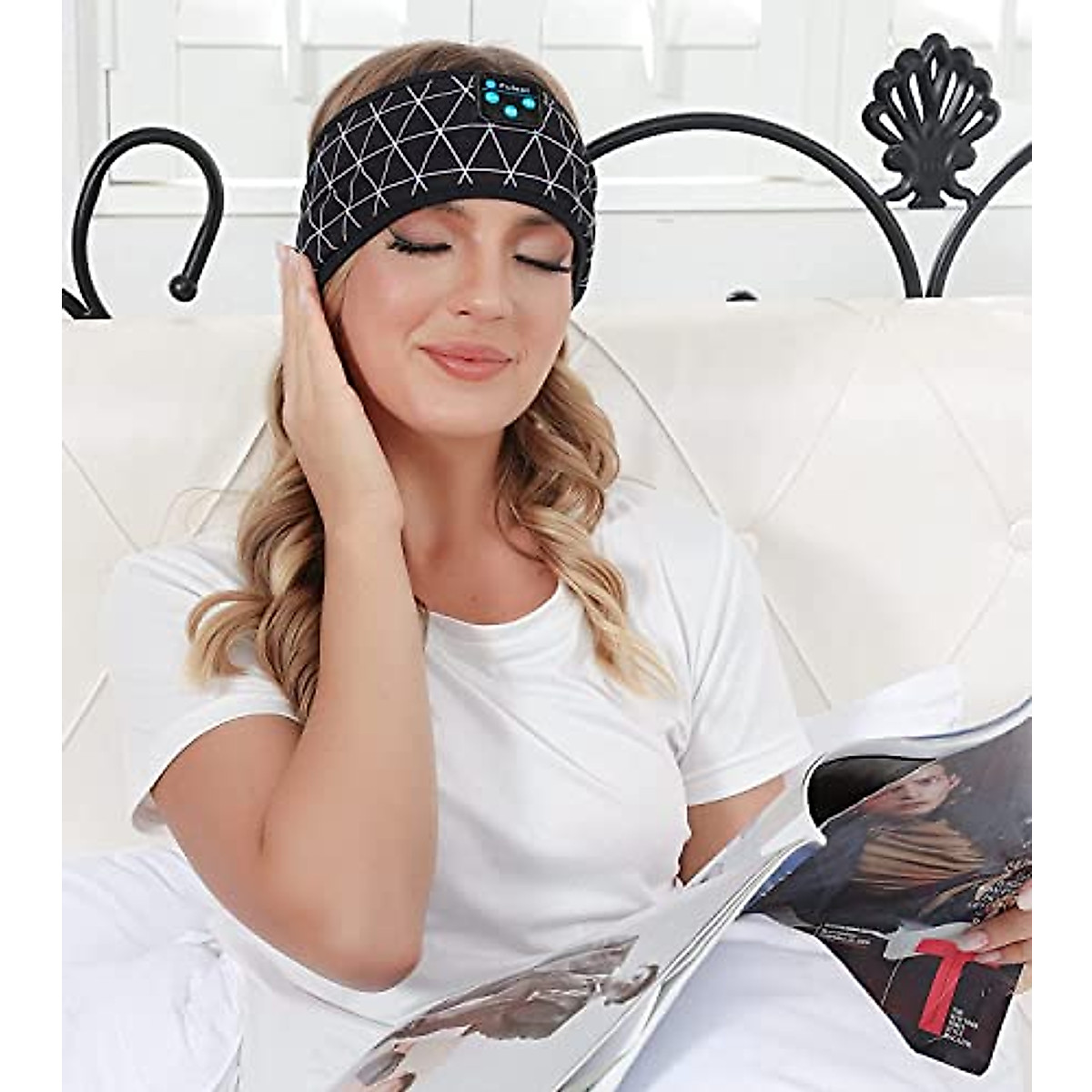 ASMRBAND Sleep Headphones Sports Headband, Adjustable Soft Sleep Headphones Headband,Long Time Play Headphone Band with Built in Speakers Perfect for Sleep,Workout,Running,Yoga,Travel,Insomnia
