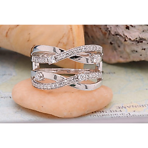 Dazzlingrock Collection 0.40 Carat (Cttw) 14K Round Diamond Wedding Swirl Enhancer Ring, White Gold, Size 6