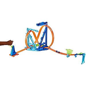 Hot Wheels Toy Car Track Set Infinity Loop Kit, 2 Stunt Set-Ups, Connects to Other Sets, Includes 1:64 Scale Car