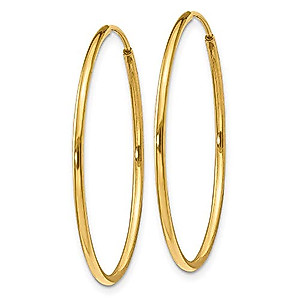 14K Yellow Gold Classic Round Endless Hoop Earrings for Women 1.25 inch