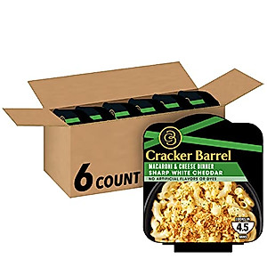 Cracker Barrel Single Bowl Sharp White Cheddar Macaroni and Cheese Dinner (3.8 oz Bowls, Pack of 6)