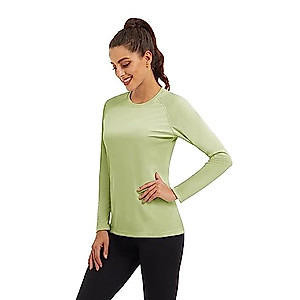 Boladeci Rash Guard for Women Long Sleeve UPF 50+ Sun Protection Clothing Lightweight Casual Plain Workout Gym Athletic Swim Shirt Tees Light Green M
