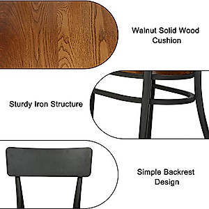 LUCKYERMORE Heavy Duty Dining Chairs Set of 2, Wood Metal Kitchen Chair,Mid-Century Modern Industrial,No Assembled for Dining, Living Room, Bistro,Dark Grey Frame+Soild Wooden Seat