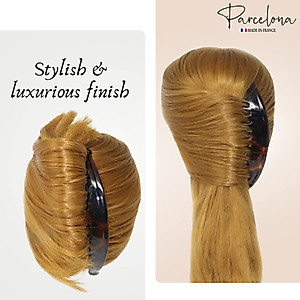 Parcelona French Banana Wide Edge Tortoise Shell Brown Extra Large 7” Celluloid 13 Teeth Set of 2 Side Hair Combs for Women and Girls