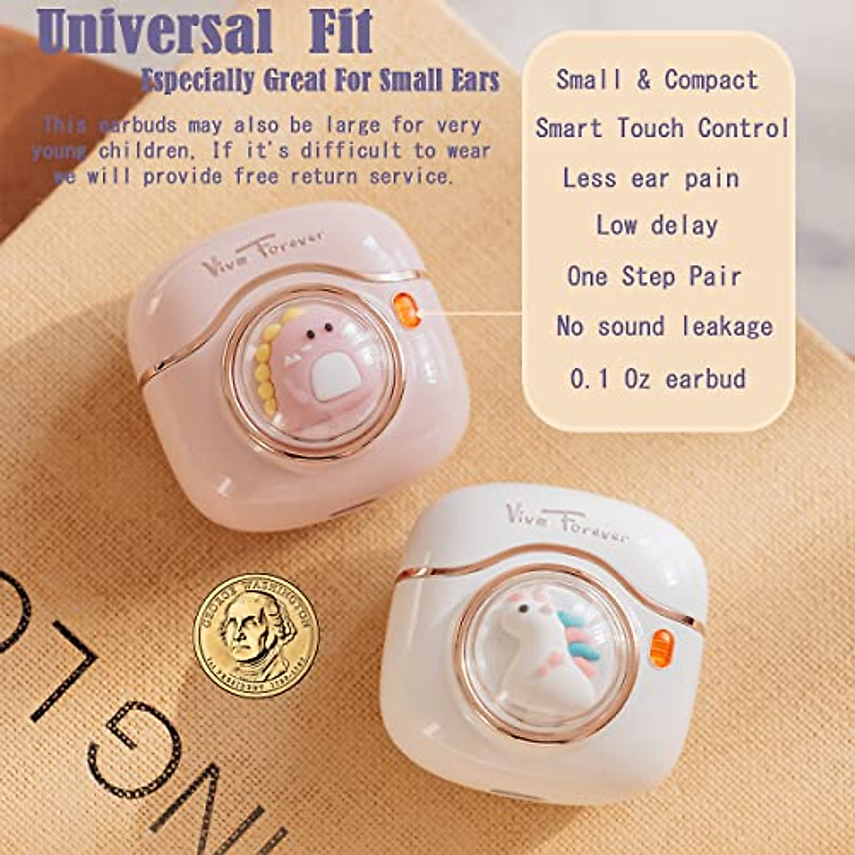 Pink Wireless Earbuds for Kids Women Workout Headphones Cute Earbuds Kawaii for Girls Pinkairpods for Small Ears Women Gaming Earbuds Small Tiny Mini Micro Pink Earphones Headphones Birthday Gift