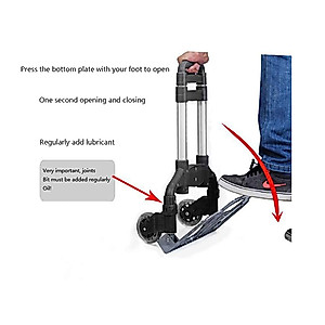 KNOXC Trolleys, Shopping Cart Hand Cart Folding Portable Trolley Car Shopping Cart Small Trailer Aluminum Trolley Luggage Cart Grocery Cart/Blue