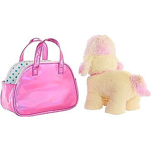 Barbie Stuffed Animals, Hairdresser Poodle with Themed Purse Playset and 6 Accessories, Plush with Lights and Sounds, Salon Pet Adventure