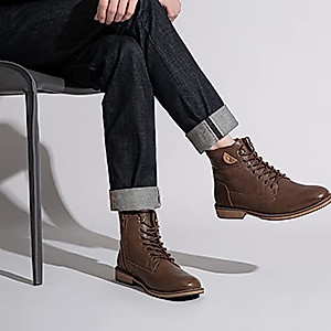 Vostey Men's Motorcycle Boots Business Waterproof Ankle Boots Casual Oxford Boots for Men (BMY8061 Brown 10)