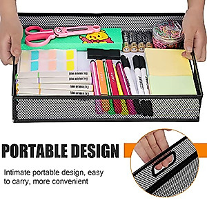 HOPECK Desk Drawer Organizer Tray for Office and Home, Metal Mesh Desk Organizer Storage Basket, 12.2 x 8.9 x 2.48inch，Black