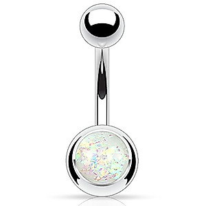 FIFTH CUE 14G Opal Glitter Set 316L Surgical Steel Belly Button Rings