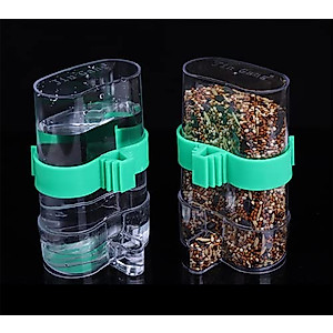 Clpoawc Bird Water Dispenser Outdoor No Mess Automatic Feeder,Parakeet Waterer for Cage,Food Container Bird Cage Accessories Hanging Outside for Lovebird Canary Finch Small Birds (2Pcs), Clear