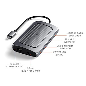 Satechi USB4 Multiport Adapter, USB C Hub with 8K HDMI, 100W USB C PD Charging, 3 USB-A, Ethernet, Micro/SD Card Readers, Audio Jack, for MacBook Pro/Air M1 M2 M3, Windows