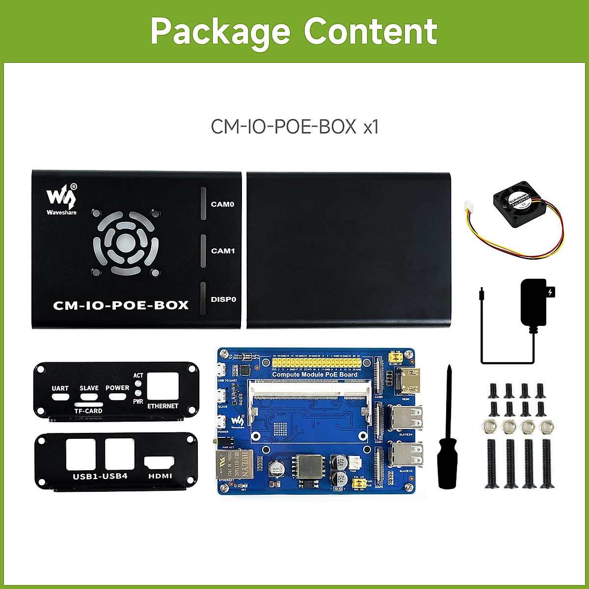 waveshare Mini-Computer Add-ons Based on Raspberry Pi Compute Module CM4S / CM3 / CM3L / CM3+ / CM3+L Comes with PoE Expansion Board