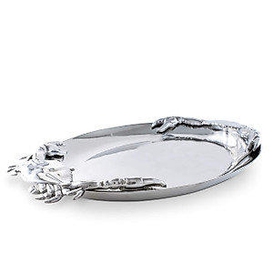 Arthur Court Designs Aluminum Crab Oval Platter Food Serving Bar Costal Theme Tarnish-Free 20 inch x 13.5 inch