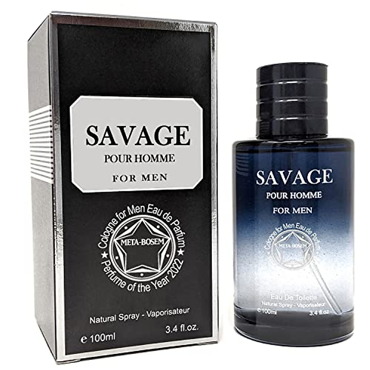META-BOSEM Savage Extrait De Parfum Natural Spray Cologne for Men, Wonderful Fragrance Gift, Masculine Scent, for all Skin Types, 3.4 Fluid Ounce/100 Ml