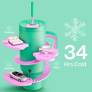 ENCOOL 40 oz Tumbler with Handle and Straw, 100% Leakproof Insulated Tumbler with Lid and Straw, Stainless Steel Travel Mug, Keeps Cold for 34 Hours, Car Cup Holder Friendly (Forest)