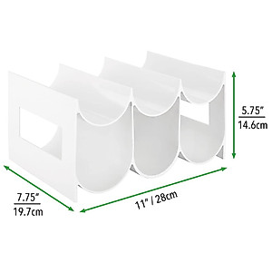 mDesign Plastic Modern Free-Standing Bottle Rack Storage Organizer Holder for Kitchen, Cabinet, Pantry, Fridge, Freezer Organization - Hold Water Bottles, Wine - Lumiere Collection - 2 Pack - White