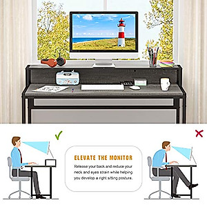 Teraves Computer Desk with 5 Tier Shelves,Reversible Writing Desk with Storage 49 Inch Study Table for Home Office Independent Bookcase and Desk for Multiple Scenes (Desk+Shelves, BOAK)