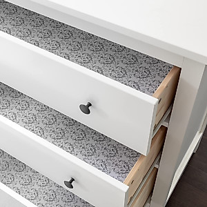 Duck 286448 EasyLiner Adhesive Laminate Prints Shelf Liner, Gray Damask, 20 in. x 15 ft., 6 Rolls