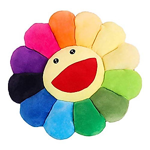 zuoshini Flower Plush Pillow, Sunflower Murakami Pillow Soft & Comfortable Sunflower Smiley Cushion Colorful Sun Flower Plush Home Bedroom Shop Restaurant Decor 16.5in/42cm