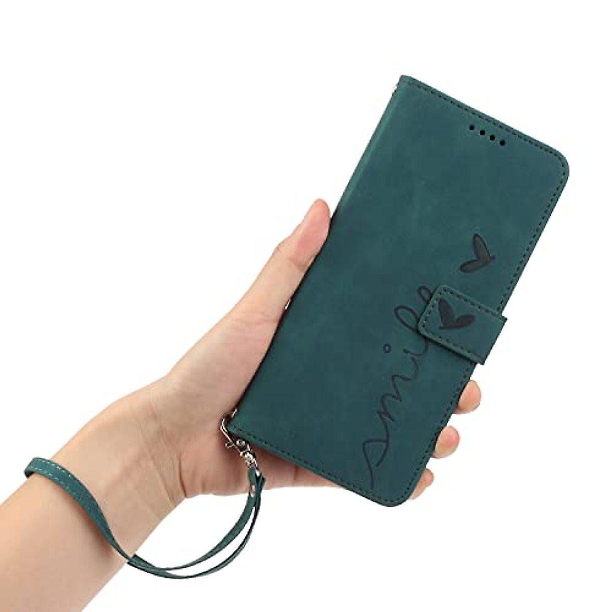 Kainevy for Infinix Note 11 Case Wallet Black with Lanyard Durable Leather Case for Infinix Note 11 Phone Case with Card Holder Buckle Flip Design Protective Cover for Womem Men (Green)