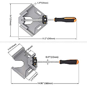 2 Pack Right Angle Clamp - 90 Degree Clamps for Woodworking, Single Handle Aluminum Alloy Corner Clamp with Adjustable Swing Jaw for Welding, Wood-Working, Drilling, Crafting Project