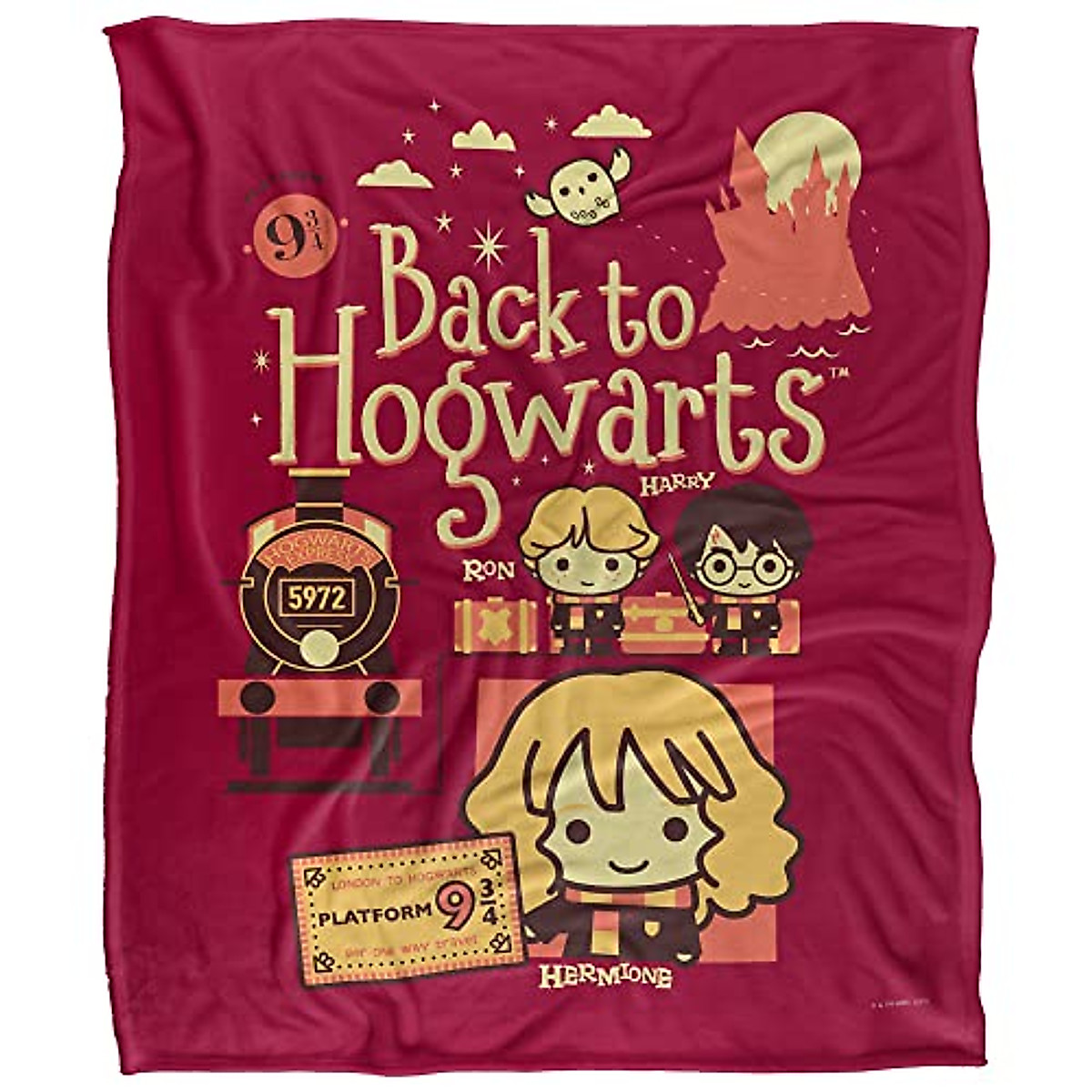 Harry Potter Back to Hogwarts Platform 9 3 4 Chibis Officially Licensed Silky Touch Super Soft Throw Blanket 50" x 60"