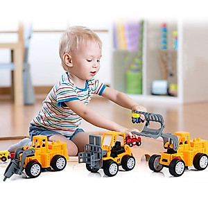 PPXMEEUDC Mini Construction Vehicles Set Pull Back Engineering Car Toys Tractor Trucks for Birthday Party Favors Game Gift Classroom Reward Car