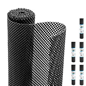 Smart Design Premium Grip Shelf Liner - 18 Inch x 48 Feet (Set of 6 Rolls Total) - Non Adhesive, Strong Grip Bottom, Easy Clean Kitchen Drawer, Cabinet, Cupboard Dresser Cover, Non Slip - Black