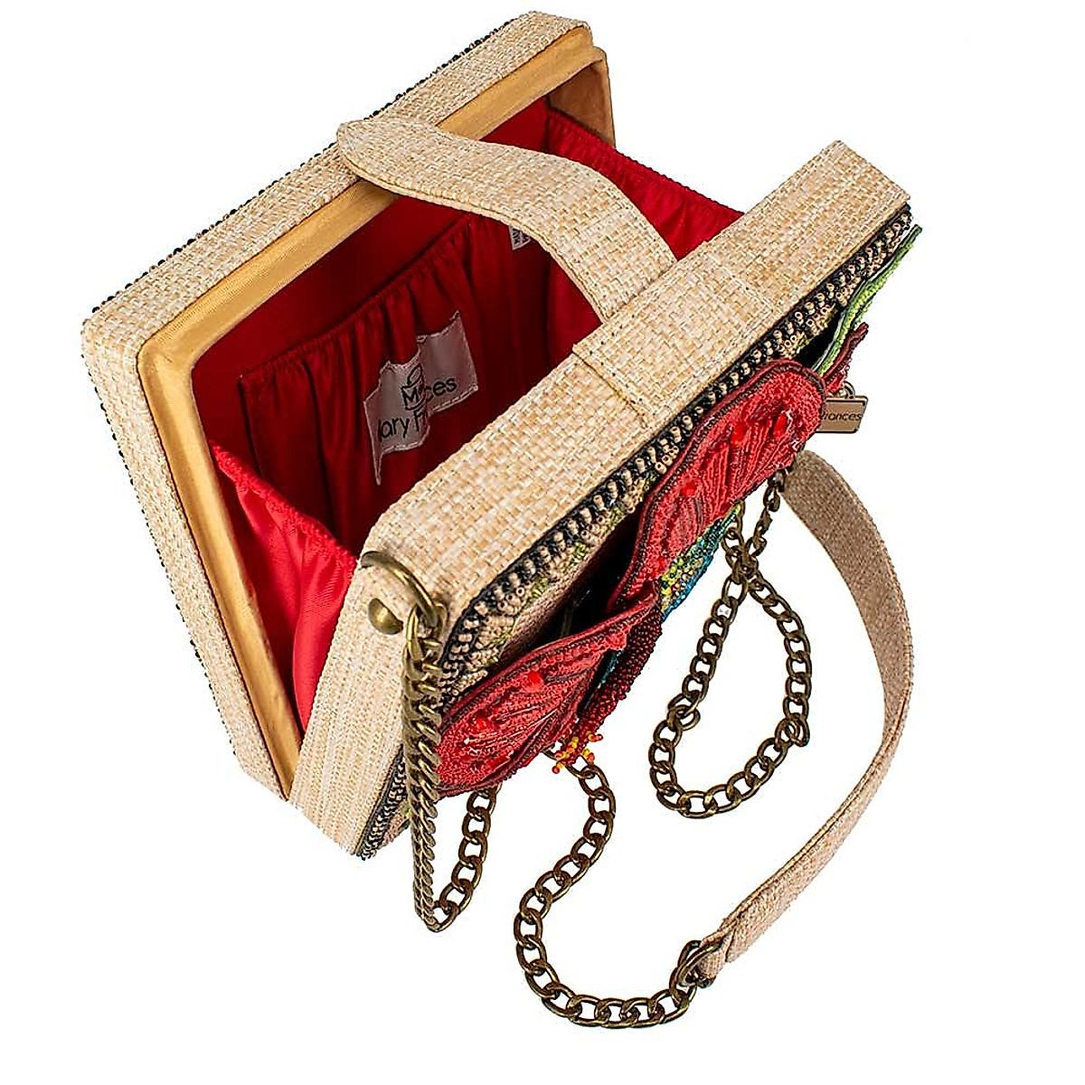 Mary Frances Meet Me in The Tropics Beaded Hibiscus Crossbody Handbag, Multi