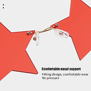 ENTHYI Star Rimless Sunglasses Women/Men Unique Pentagram Party glasses Prom Streetwear (pink/blue)