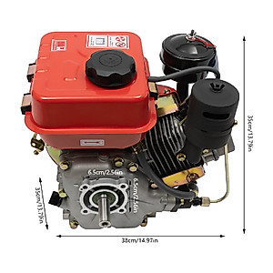 4-Stroke Diesel Engine 196CC Single Cylinder Forced Air Cooling Multi-Purpose Engine, Manual Recoil Start Horizontal Shaft Engine for Pasture Management Machines Small Agricultural Machinery Fields