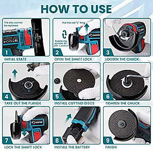 Saker 3" Cordless Angle Grinder - 12V 16800 RPM Brushless Portable Cut off Tool Kit with 1PC Battery and Charger, extra 5 PCS Disc