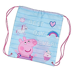 AI ACCESSORY INNOVATIONS Peppa Pig Backpack Kids School Travel Backpack Set With Lunch Box, Drawstring Bag, Pencil Case, and Rubber Molded Keychain