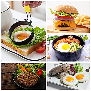 CHENGNA Egg Rings for Frying Eggs, 4 Pcs Round Egg Cooker Ring, Egg Sandwich Mold, Egg Circles For Cooking, Egg Rings, Egg Round Mold (4in×2/3in×2)