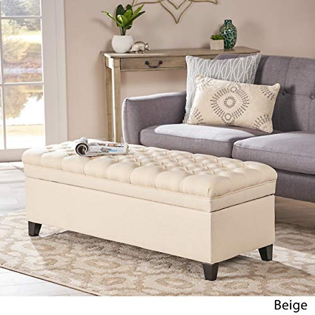 Christopher Knight Home Juliana Fabric Storage Ottoman, Beige