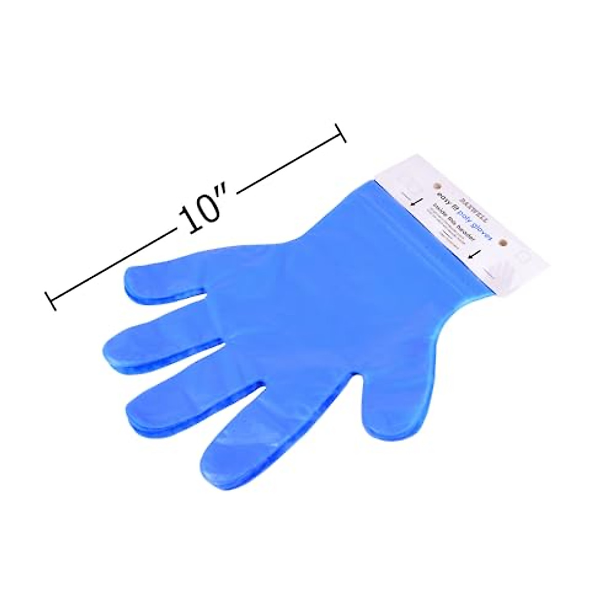 Daxwell Poly Gloves, Easy-Fit Food Prep Gloves, Header Gloves, One Size Fits All, Blue, With Wall Mount, F10003538 (Case of 1,000, 20 Cards of 50)