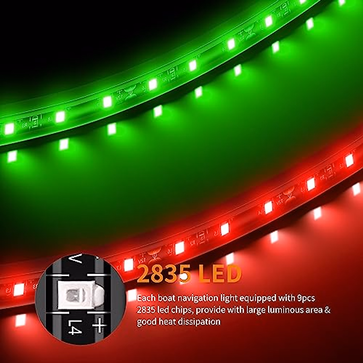 RVZONE Boat Navigation Lights, Navigation Lights For Boats Led, Boat Lights For Night Fishing, Boat Red and Green Bow Lights, Deck Lights for Marine, Yacht, Kayak, Bass Boat, Pontoon Boat