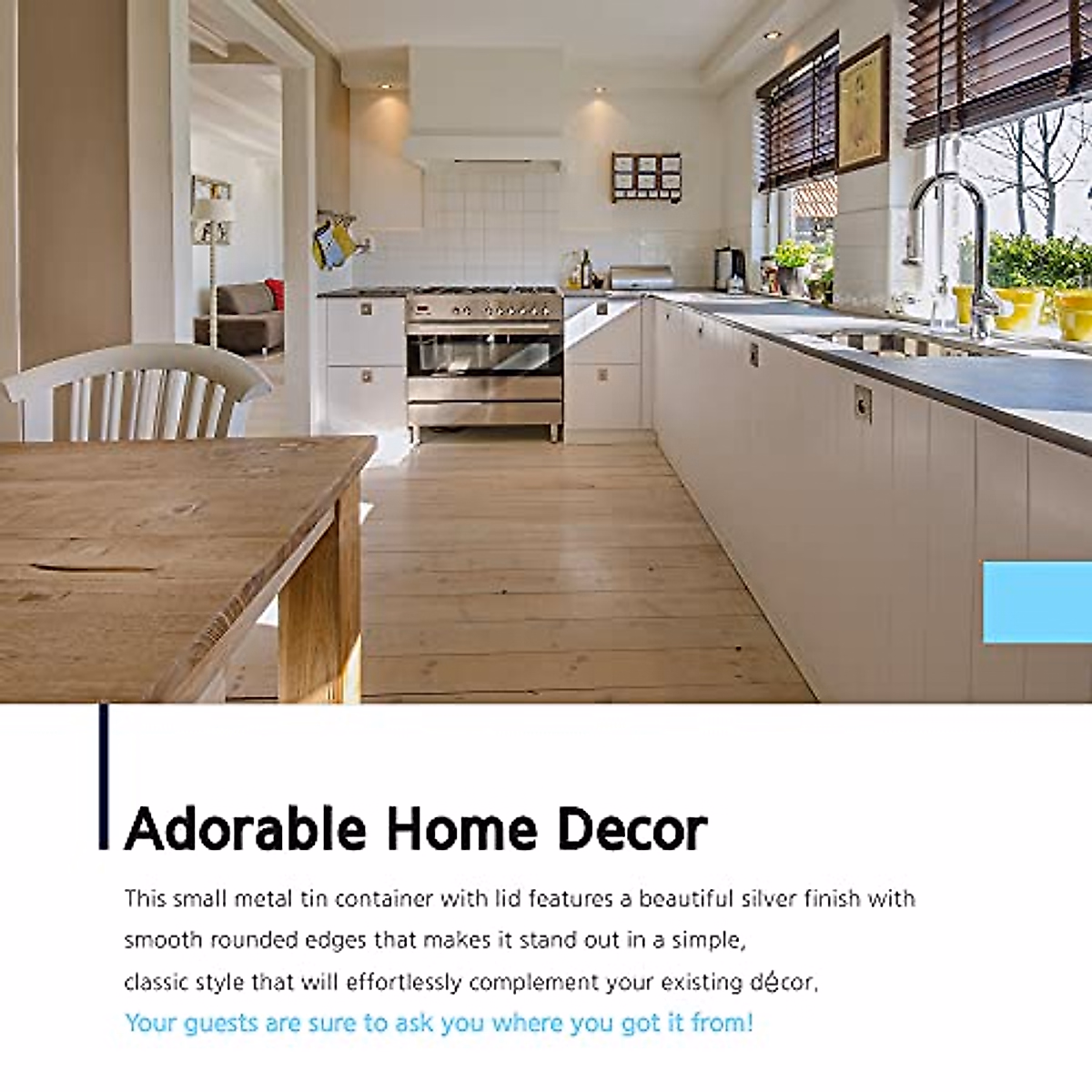 Silver Metal Tin Box Lids - Large Containers, Holder for Keeping Car Keys, Cookie, Pencil Case, 8.2 x 4.7 x 2.4 inch