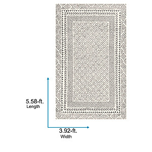 Livabliss Melodie Boho Farmhouse Area Rug,3'11" x 5'7",Beige
