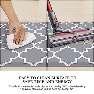 WISELIFE Kitchen Mat and Rugs Cushioned Anti-Fatigue Kitchen mats ,17.3"x 28",Non Slip Waterproof Kitchen Mats and Rugs Ergonomic Comfort Mat for Kitchen, Floor Home, Office, Sink, Laundry , Grey