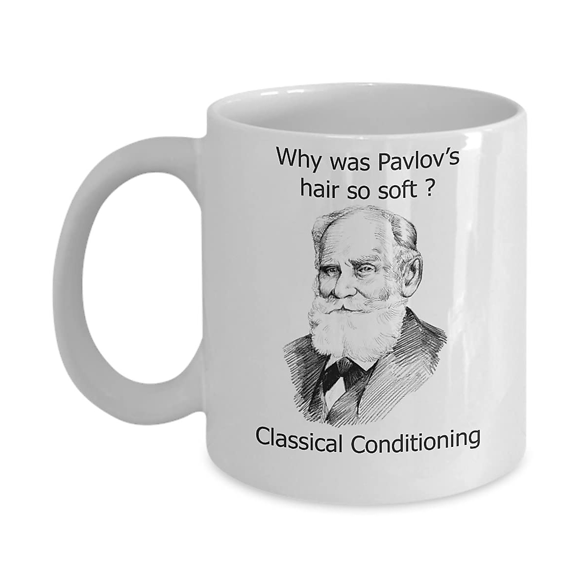 InkCallies Funny Psychology Mugs - Why Was Pavlov's Hair So Soft? - Ideal Psychologist Gifts 11oz, MUG-R8OFN8MBLZ-11oz, White