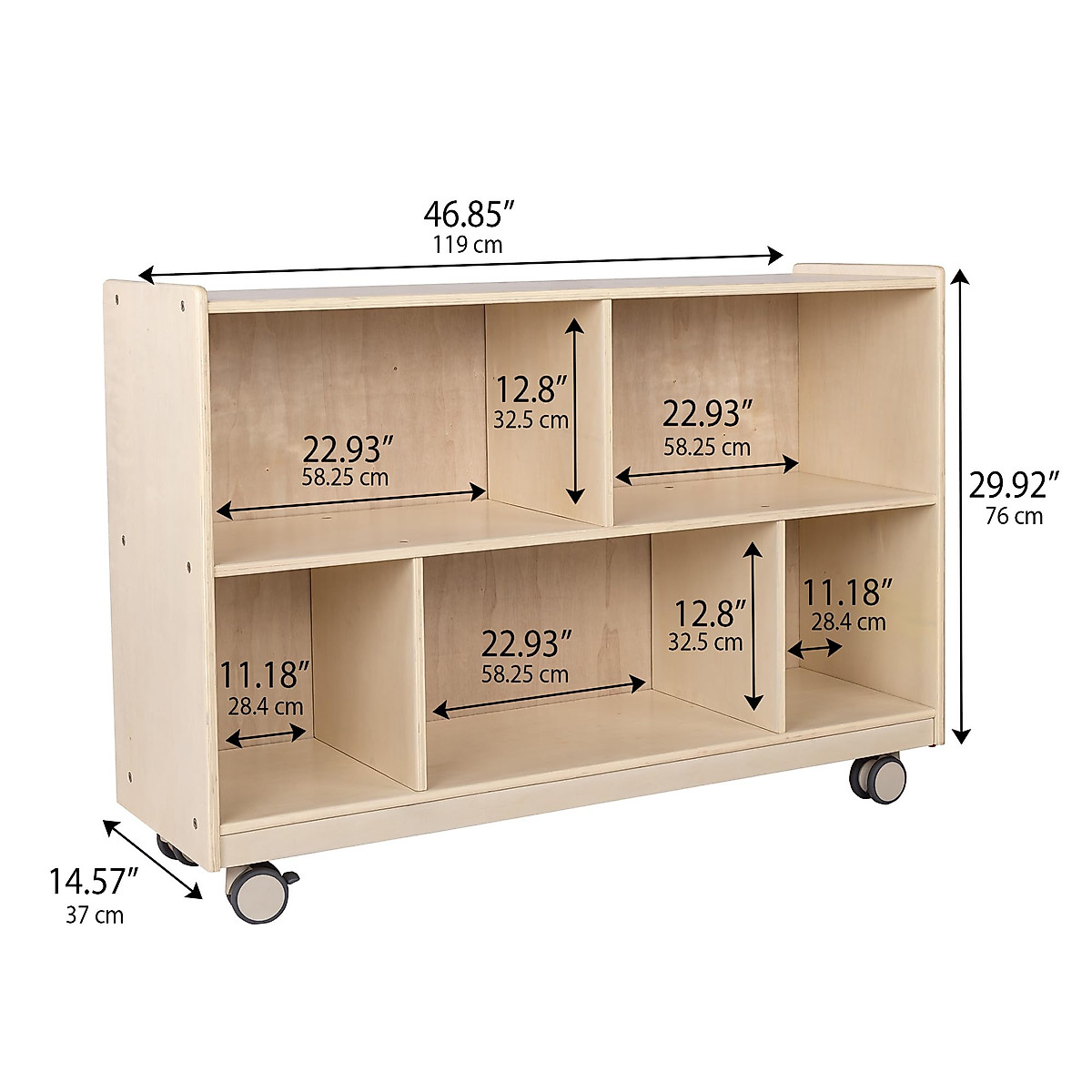 Children’s Factory Mobile 30" H 2-Shelf Storage, Classroom Reading Nook Cubbies, Kids Preschool & Daycare Toy Cubby Shelves, Toddler Playroom Bookshelf