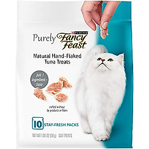 Purina Fancy Feast Natural Cat Treats, Purely Natural Hand-Flaked Tuna - (Pack of 5) 10 Ct. Pouches