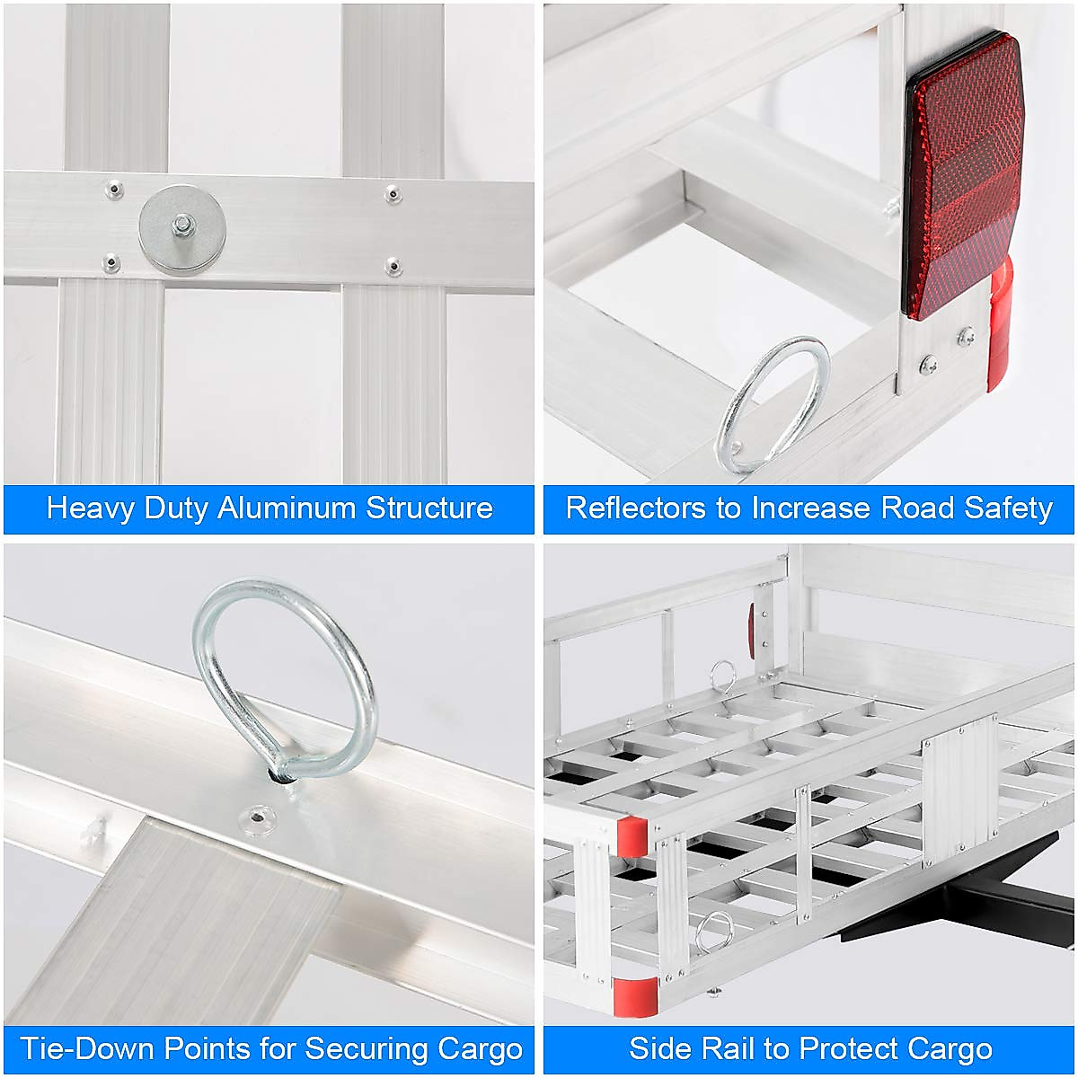 IRONMAX Aluminum Cargo Carrier with Ramp, 50’’ x 29.5’’ Hitch Mount Mobility Scooter Wheelchair Carrier, Tow Hitch Cargo Carrier for Car, Van, SUV, RV, 500 LBS Capacity