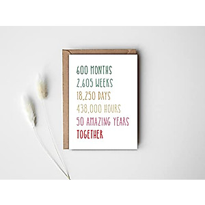 LillaGifts 50Th Anniversary Card Funny 50 Years Wedding Anniversary Card Tenth Anniversary Card For Him Her Gift Perfect For Husband Wife 5 x 7 inches