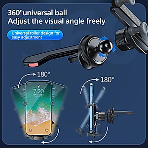 Phone Holder Car Invisible, Invisible Rotatable Air Vent Mount Car Phone Holder 360° Anti-Shake Universal Phone Mount, Adjustable Cell Phone Holder for Car Dashboard & Air Vent (Black,Knob Version)