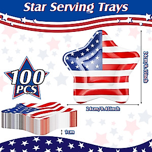 Sunnyray Patriotic Christmas Paper Plates 9 Inch Dessert Star Shape Plates Disposable American Flag 4th of July Tableware USA Star Serving Trays for Cookies Barbecue Picnic (Pentagram,100 Pcs)